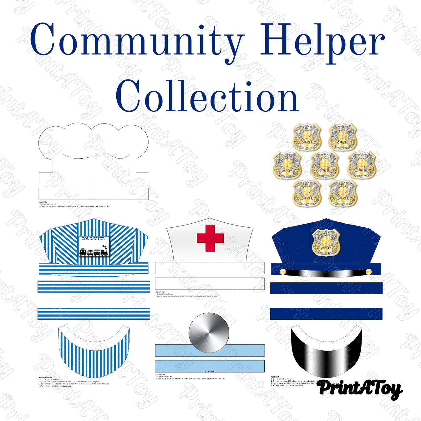 Printable Train Conductor Hat – Community Helper Dramatic Play Center ...